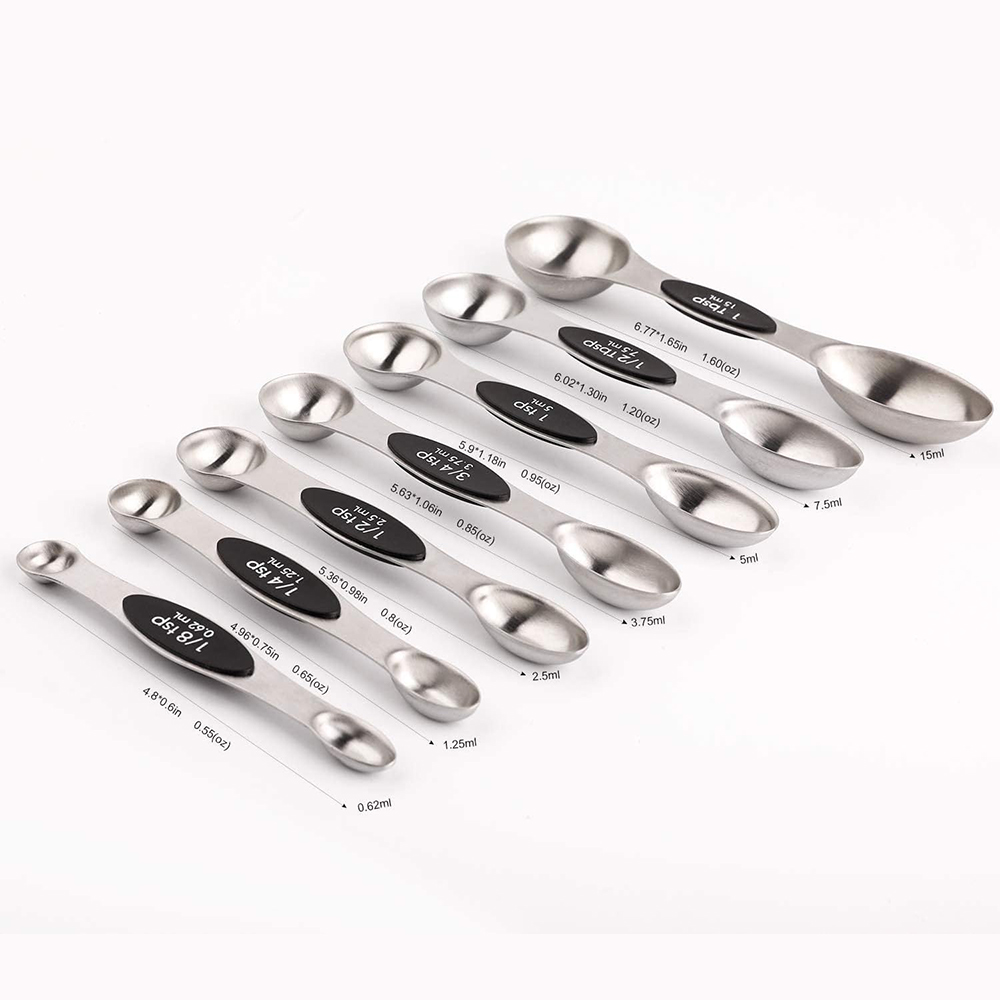 Magnetic Measuring Spoon 8-Piece Set Stainless Steel Stackable Double ...