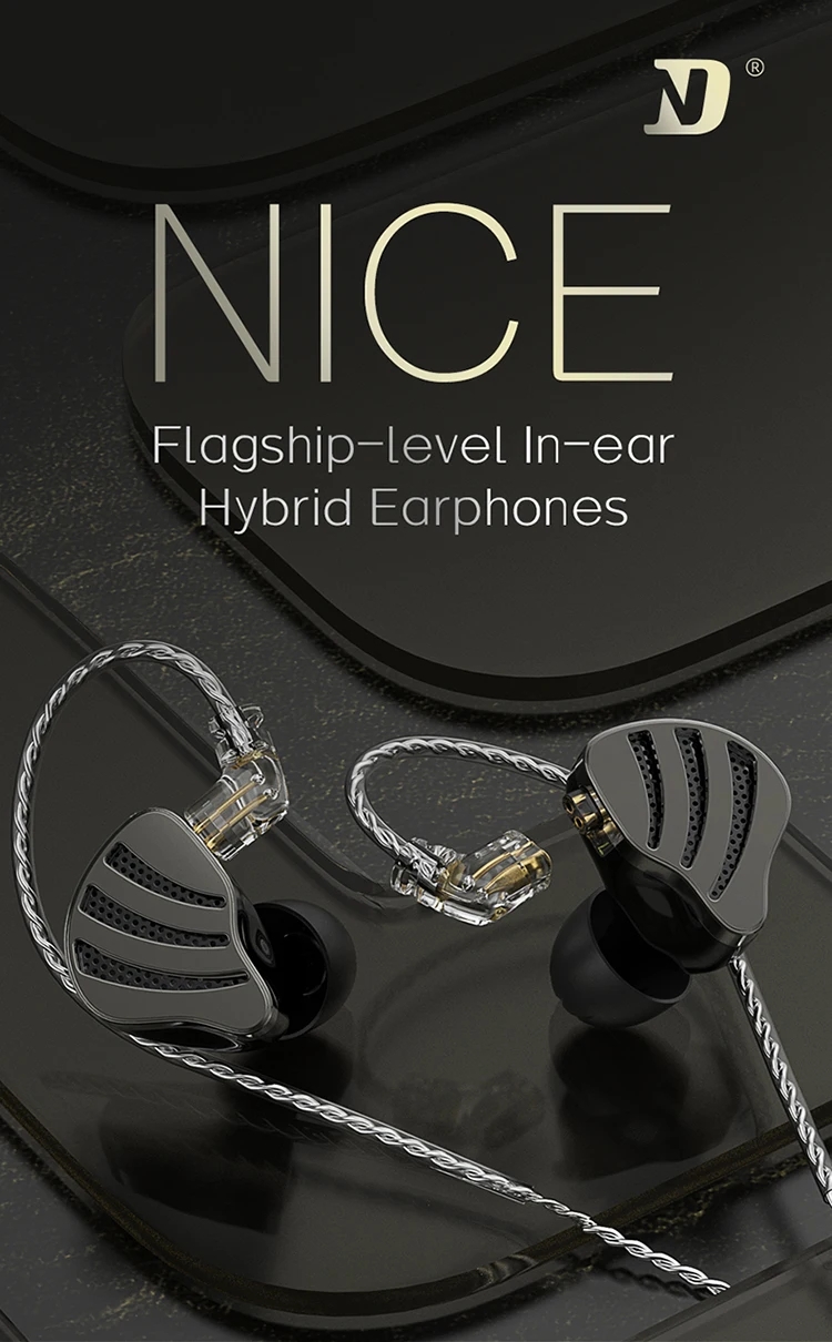 ND Nice Flagship-level hybird Headphone Thick Silver Plated HiF In Ear ...