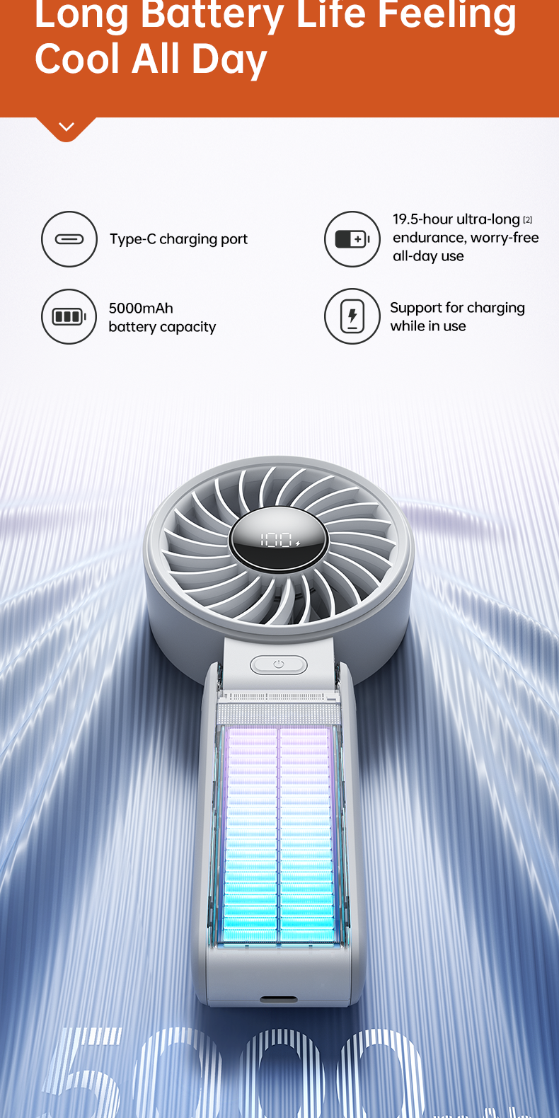 JISULIFE Handheld Fan Life7 Mini Fan Portable Rechargeable Electric ...