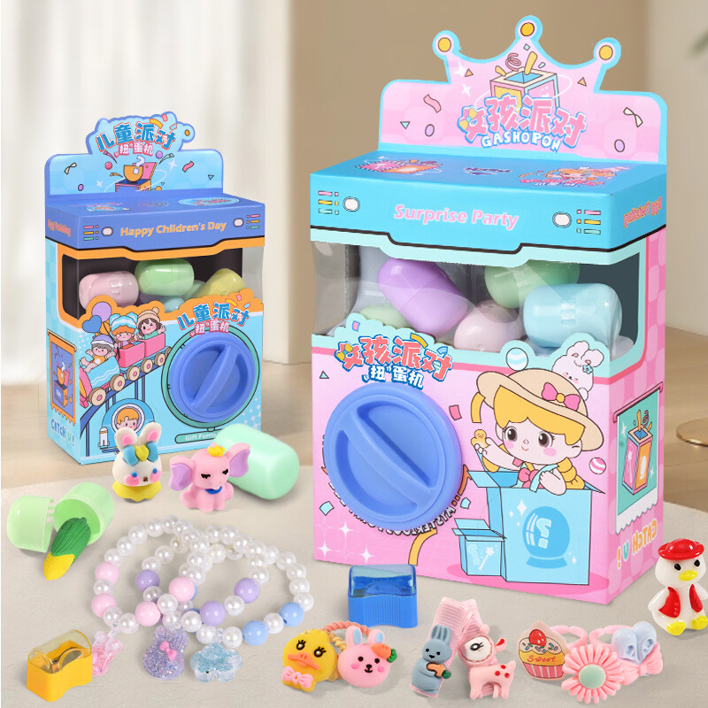 Gachapon machine mystery egg Capsule toy 6 eggs girl hairpin bracelet ...