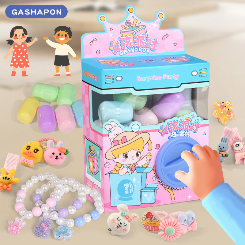 Gachapon machine mystery egg Capsule toy 6 eggs girl hairpin bracelet ...