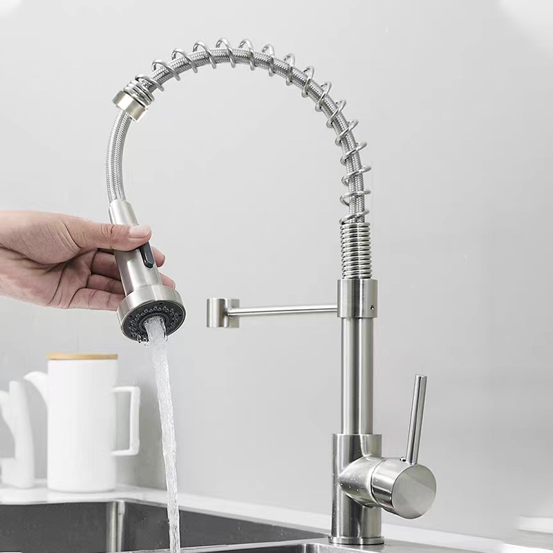 Baokemo Kitchen Pull Down Spring Sink Faucet 360 Rotation Hot Cold ...