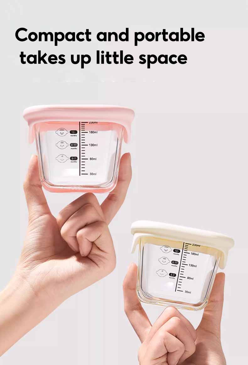 Boboduck [ 230ml ] Glass Baby Food Container Borosilicate Glass ...