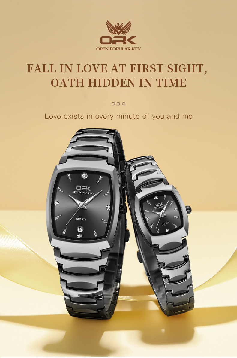 OPK Couple Watch Waterproof Original Stainless Steel Quartz Black ...