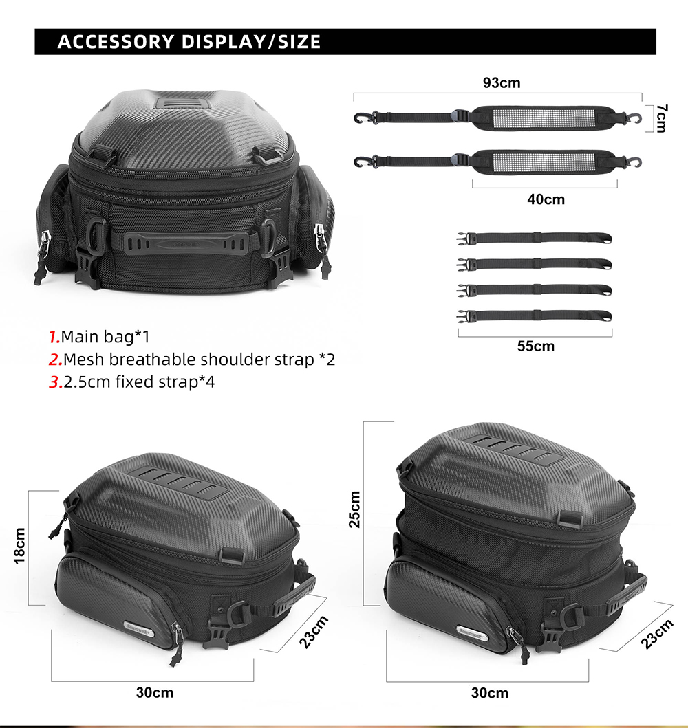 Rhinowalk Expandable waterproof motorcycle hard shell tail bag Outdoor ...