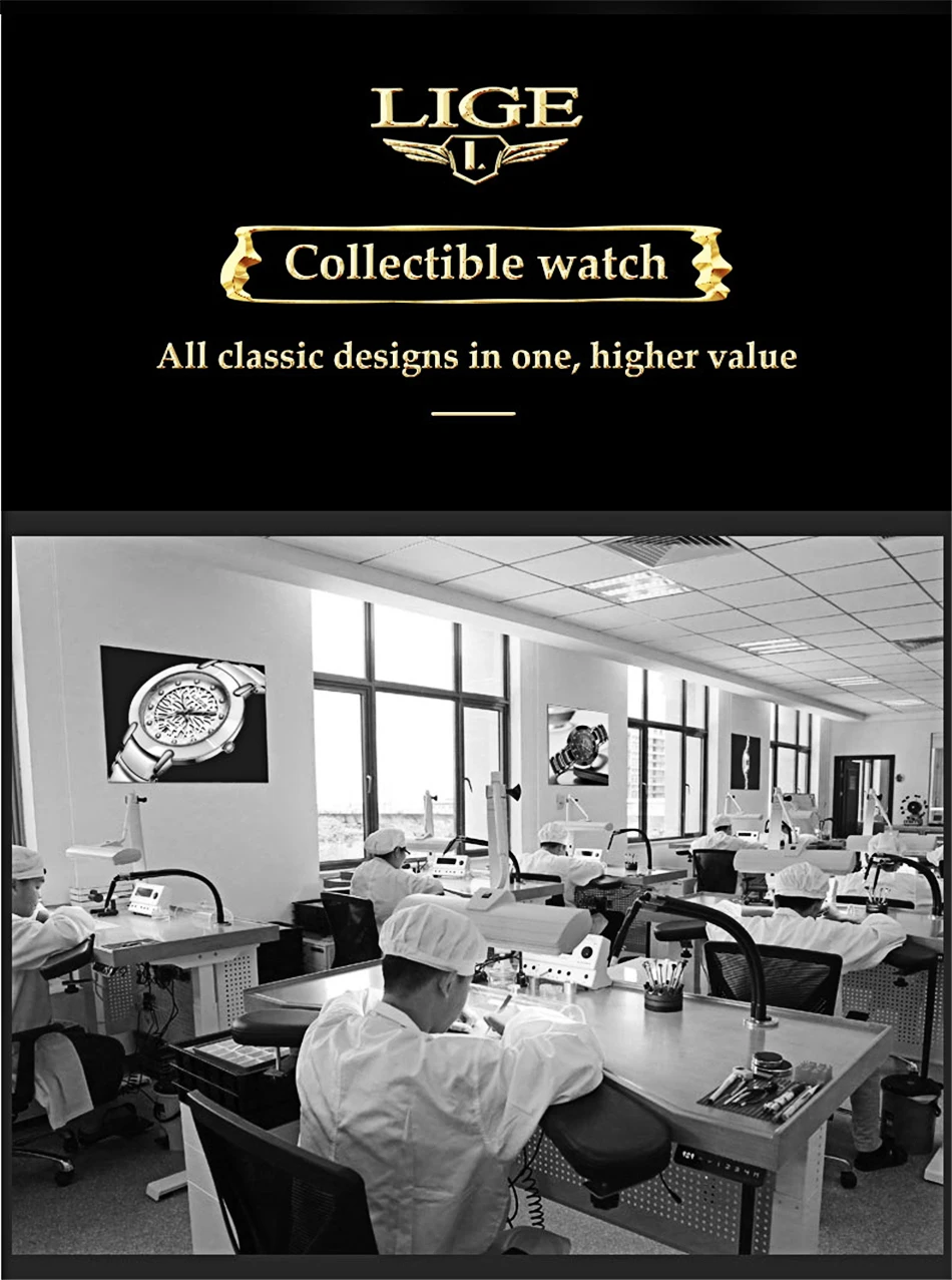 LIGE Official Watch For Men Fashion Quartz LED Digital Luminous ...
