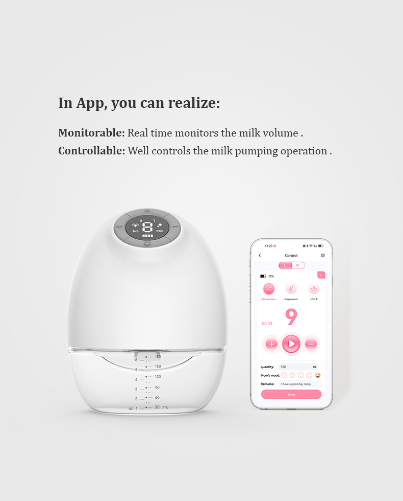 Horigen Easemore E4 Wearable Breast Pump Breastfeed 180ml Smart App ...