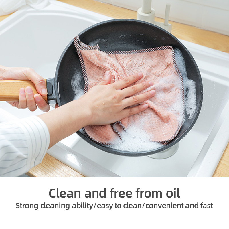 5pcs Soft Reusable Dish Towels, 9.8x9.8in Coral Fleece Cleaning Rags ...