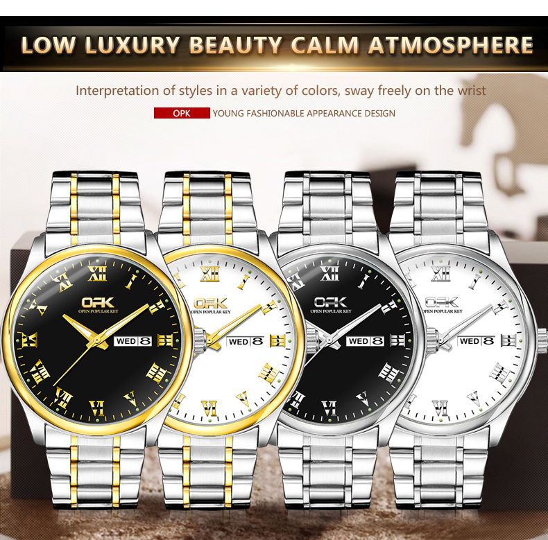 OPK Couple Watch For Men Women Waterproof Original Quartz Stainless ...