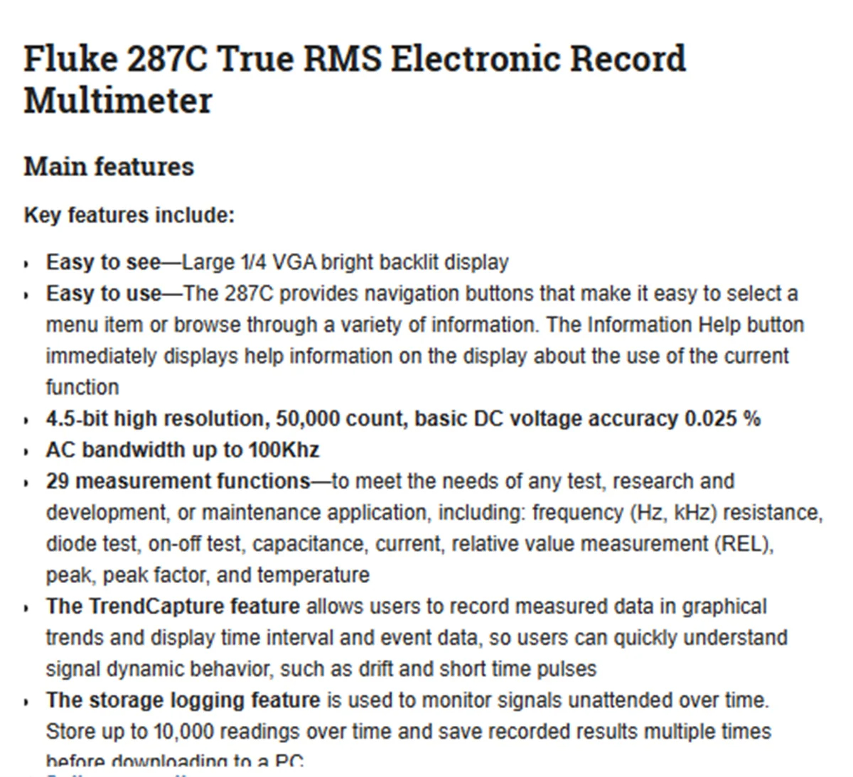 Fluke 287C/289C True RMS Electronic Record Multimeter F287C/F289C Extra ...