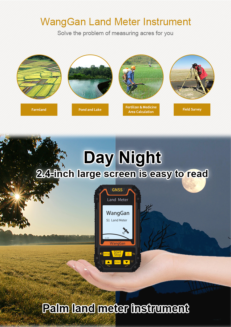 WangGan 2.4 inch Screen Mountainous Land Meter with GPS Area Acre ...