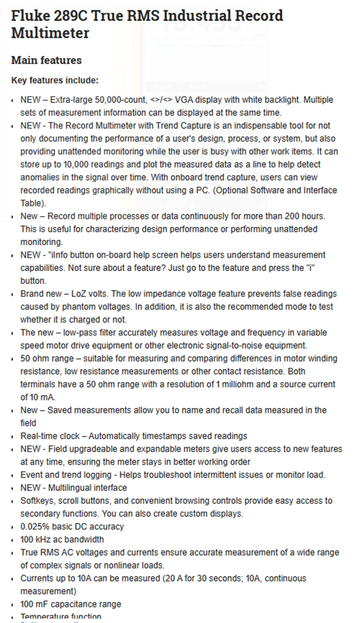 Fluke 287C/289C True RMS Electronic Record Multimeter F287C/F289C Extra ...