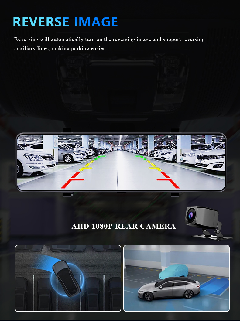 4K WIFI Rear View Mirror Dashcam GPS ADAS Front And Back For Car DVR ...