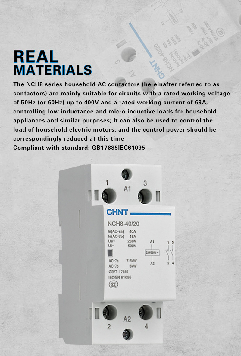 CHNT Household AC contactor 220v single-phase NCH8 small 40A rail type ...