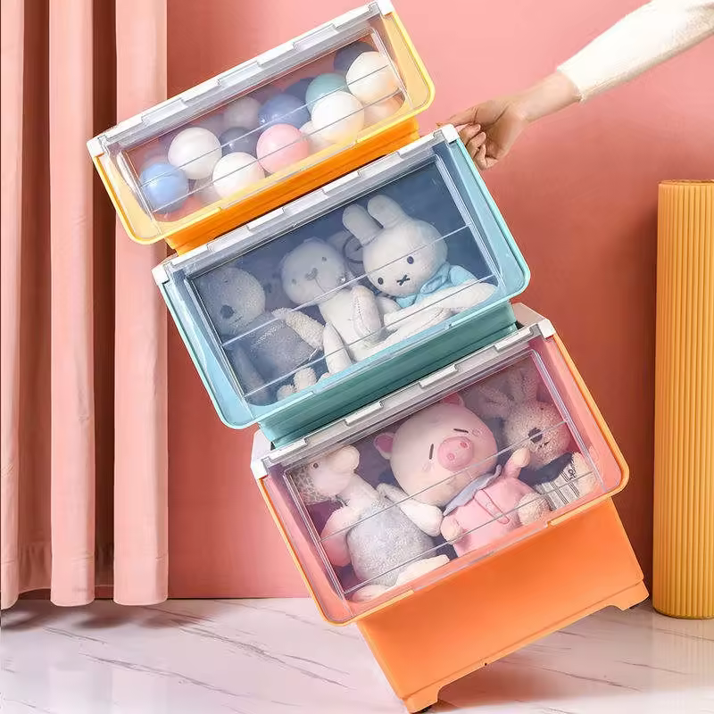 Stackable Storage Box Organizer Multifunction Flip Top Storage Box ...