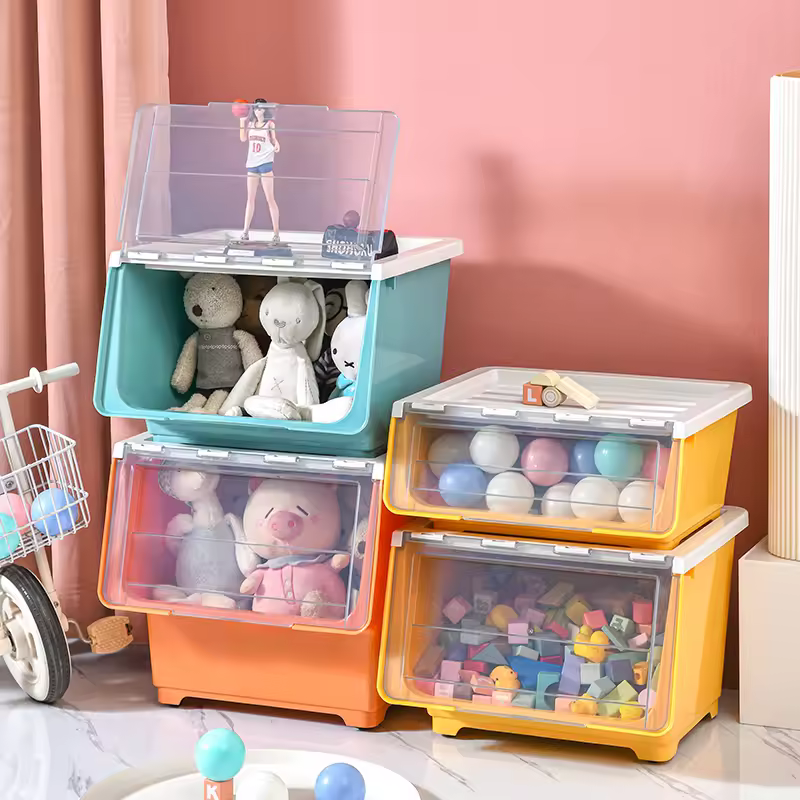 Stackable Storage Box Organizer Multifunction Flip Top Storage Box ...