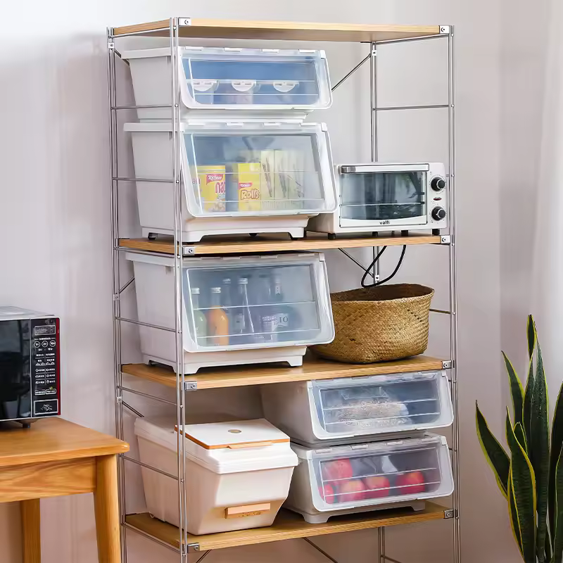 Stackable Storage Box Organizer Multifunction Flip Top Storage Box ...