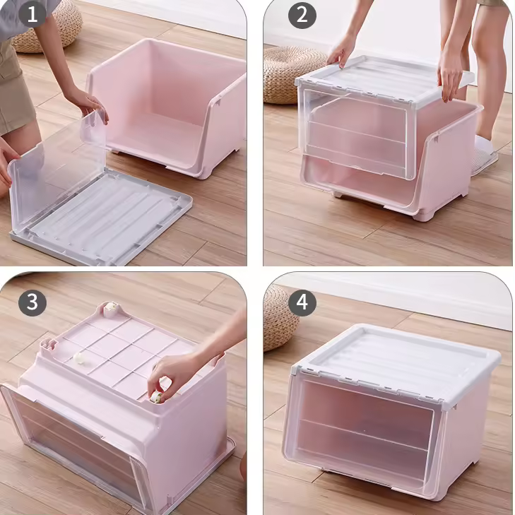 Stackable Storage Box Organizer Multifunction Flip Top Storage Box ...