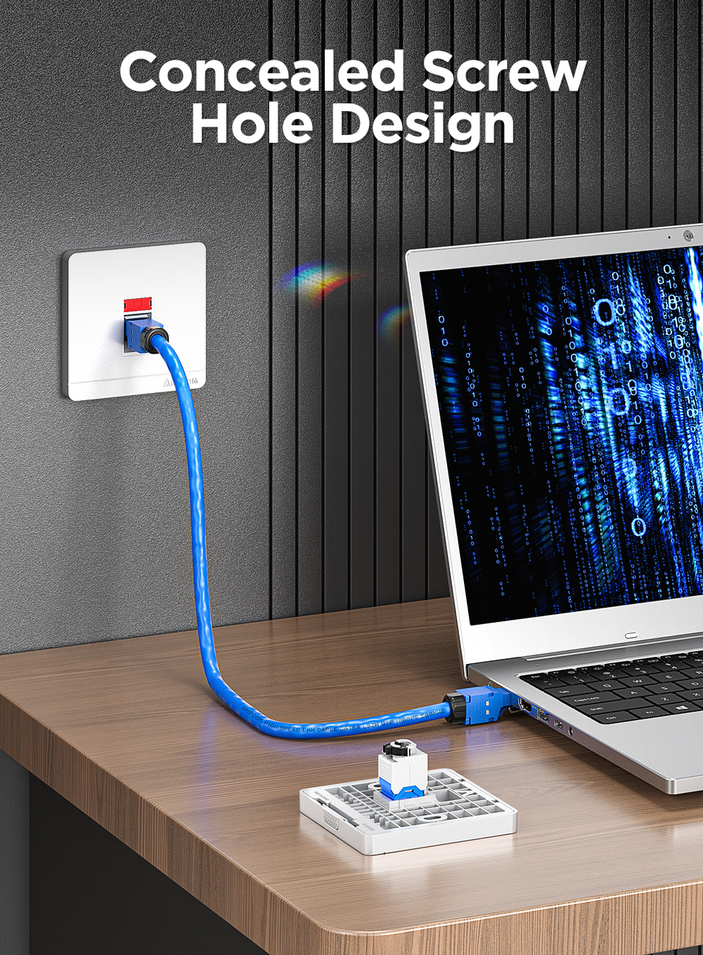 AMPCOM RJ11 RJ45 Faceplate Wall Socket Wallplate Face plate 1-Port 2 ...