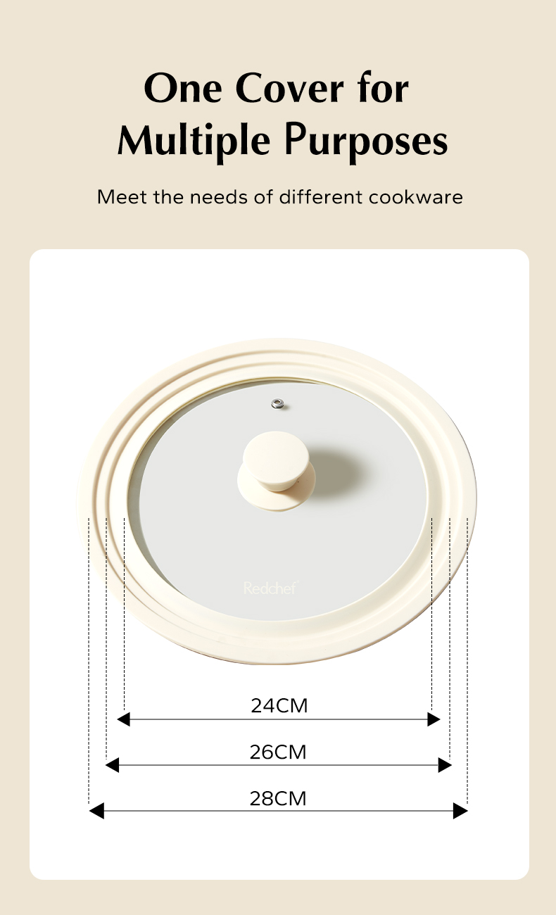 Redchef Multipurpose Silicone Glass Lid Cover With Knob Suitable For ...