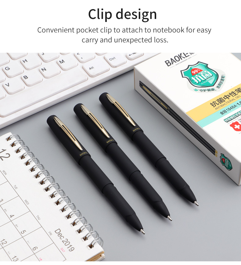 Baoke Antibacterial Gel Pen 0.5mm 0.7mm 1.0mm Sign Pen Large Capacity ...