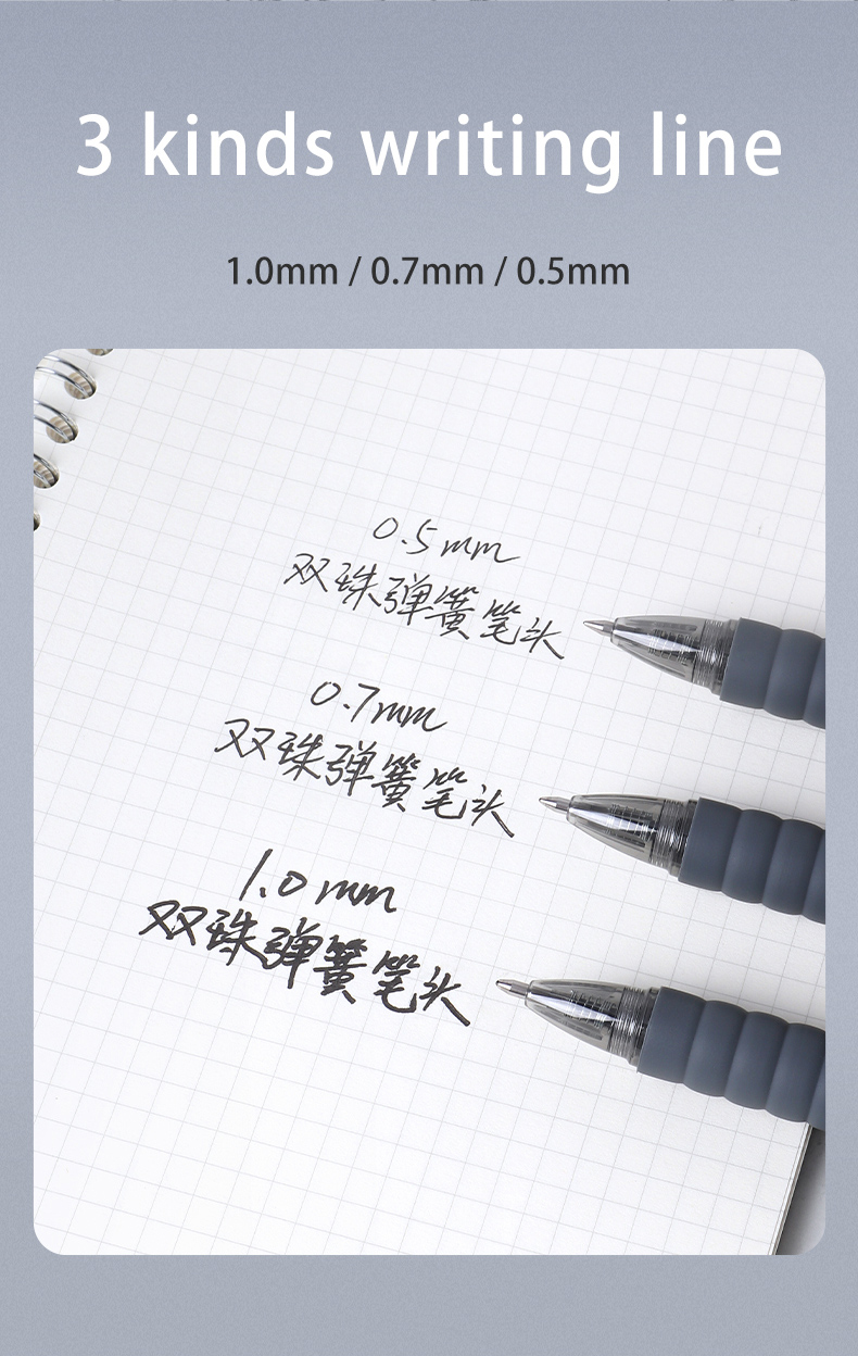 BAOKE Retractable Ball Pen High-capacity 0.5mm/0.7mm/1.0mm Black Gel ...