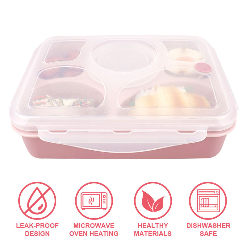 5 Compartment Children Take Away School Plastic Insulated School Food ...