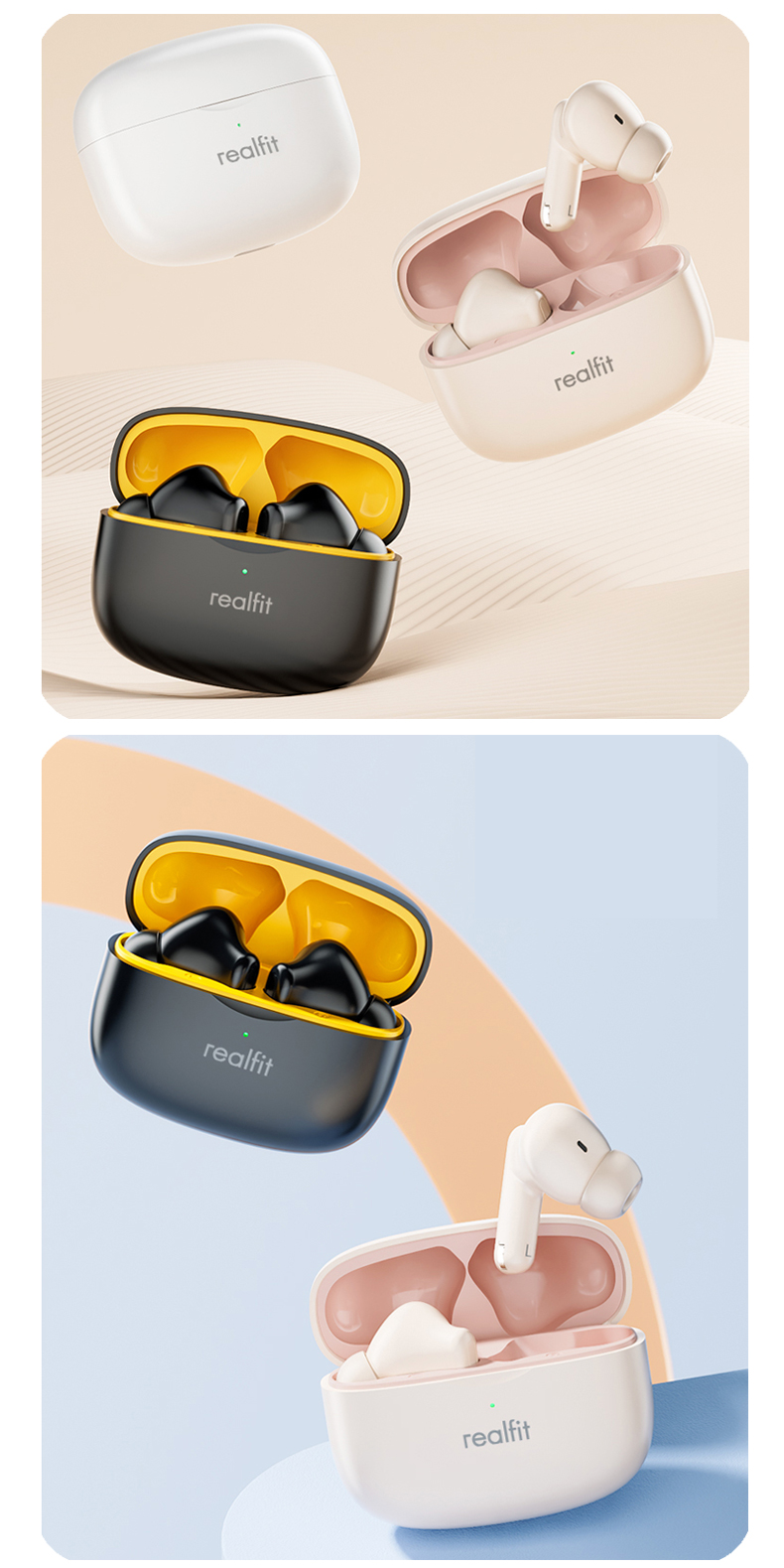 Realfit F3 Bluetooth Headphones Noise Canceling Sports Headphones -38db ...