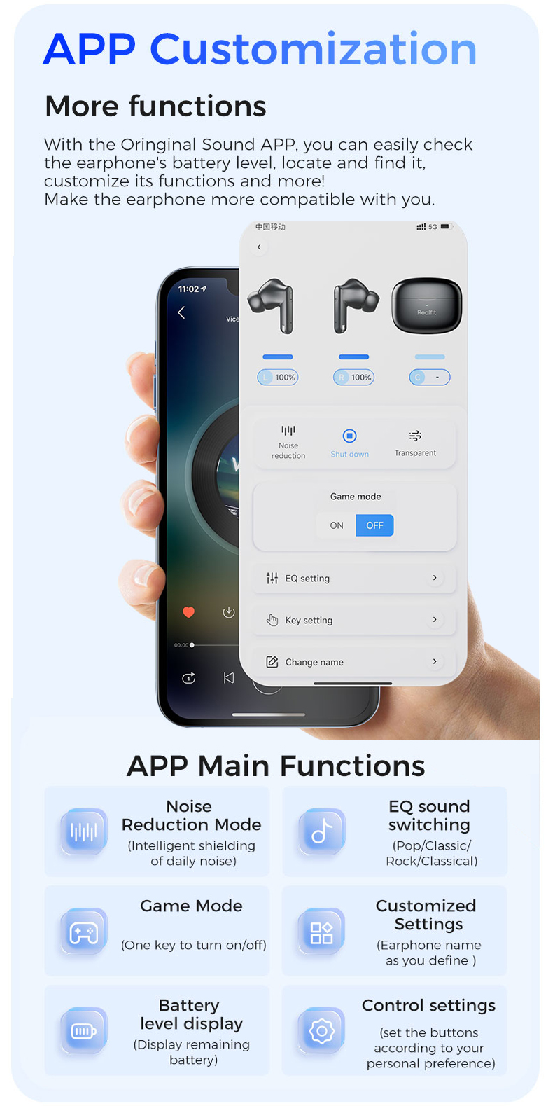Realfit F3 ANC Bluetooth Earphone -38dB Noise Cancelling Tws Earbuds ...