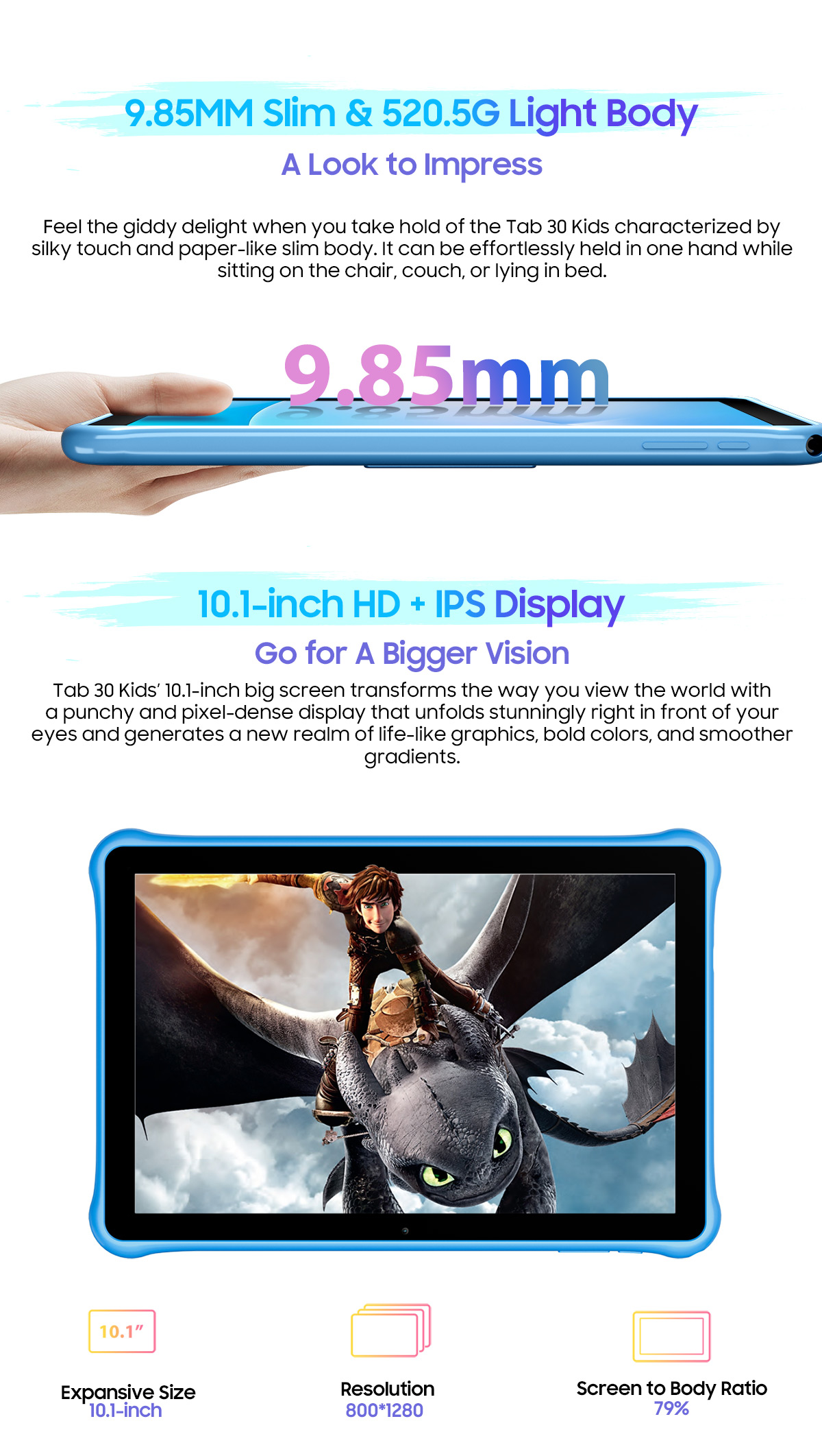 Blackview Tab 30 Kids Android Tablet (10.1'' / 2GB RAM + 64GB ROM ...
