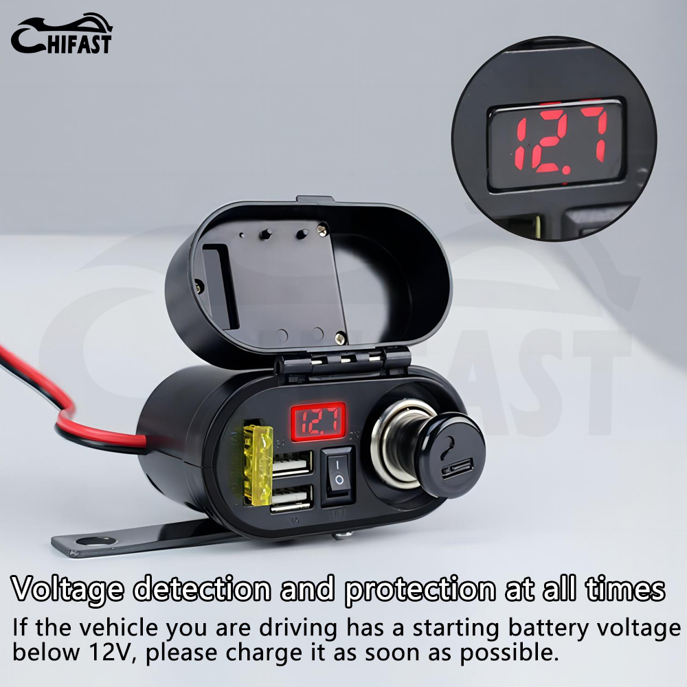 HIFAST Motorcycle Cigarette Lighter Motorcycle USB Charger With Dual ...
