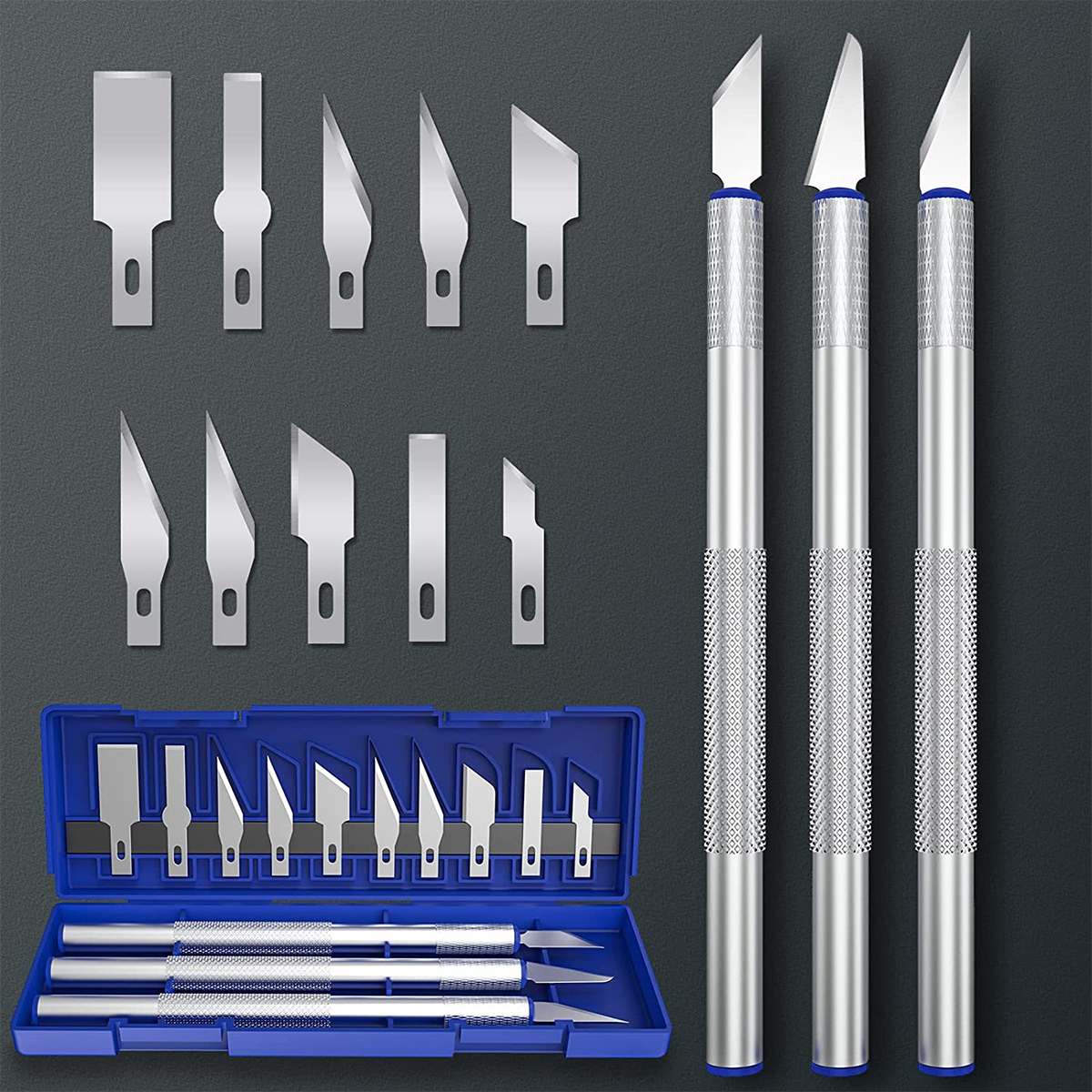 13 Pieces Craft Hobby Blades Sculpture Kit Refill Art Blades Exacto Set ...