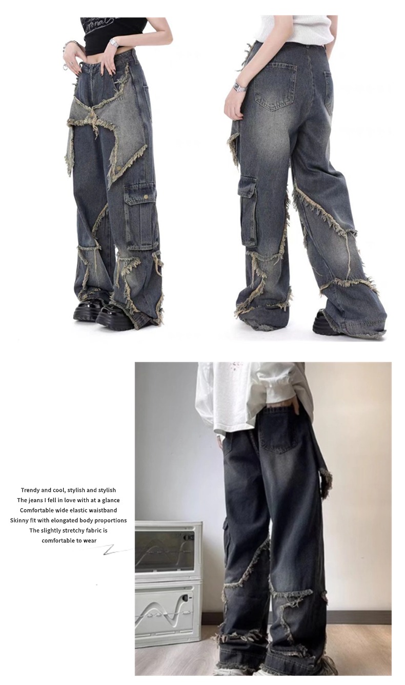 Versatile Fashion maong pants for women Trend Retro Loose Fitting Jeans ...