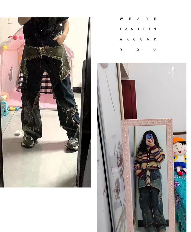 Versatile Fashion maong pants for women Trend Retro Loose Fitting Jeans ...