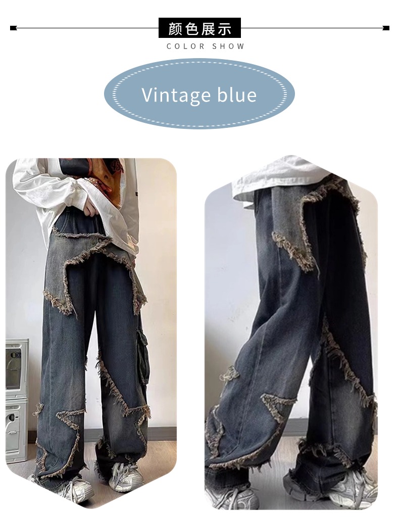 Versatile Fashion maong pants for women Trend Retro Loose Fitting Jeans ...