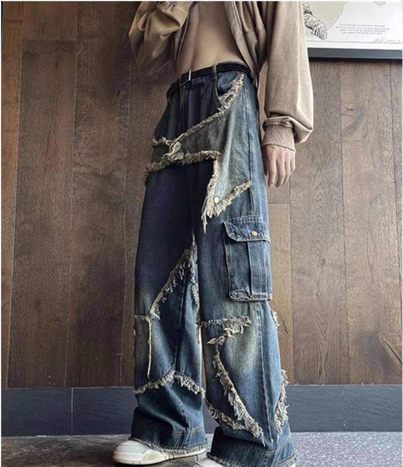 Maong Pants For Men Fashion Solid Color New Casual Five-Pointed Star ...