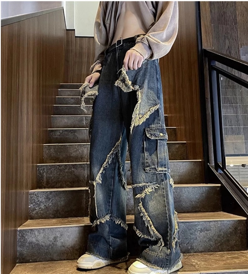 Maong Pants For Men Fashion Solid Color New Casual Five-Pointed Star ...