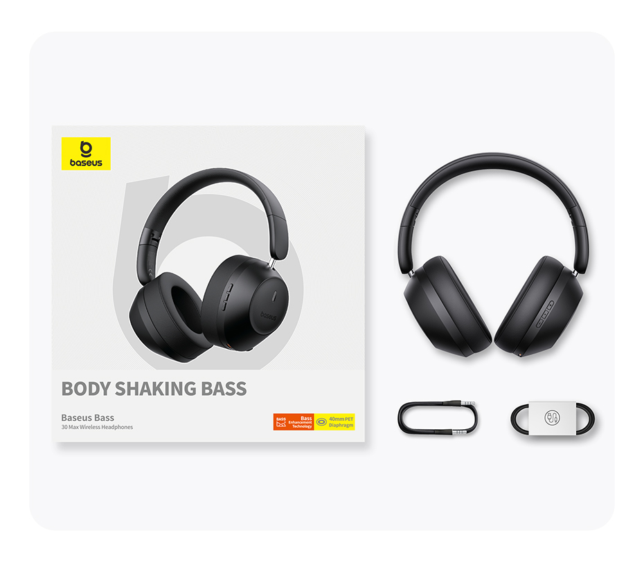 Baseus Bass 30 Max Wireless Headphone Bluetooth V5.3 Over Ear Earphone ...