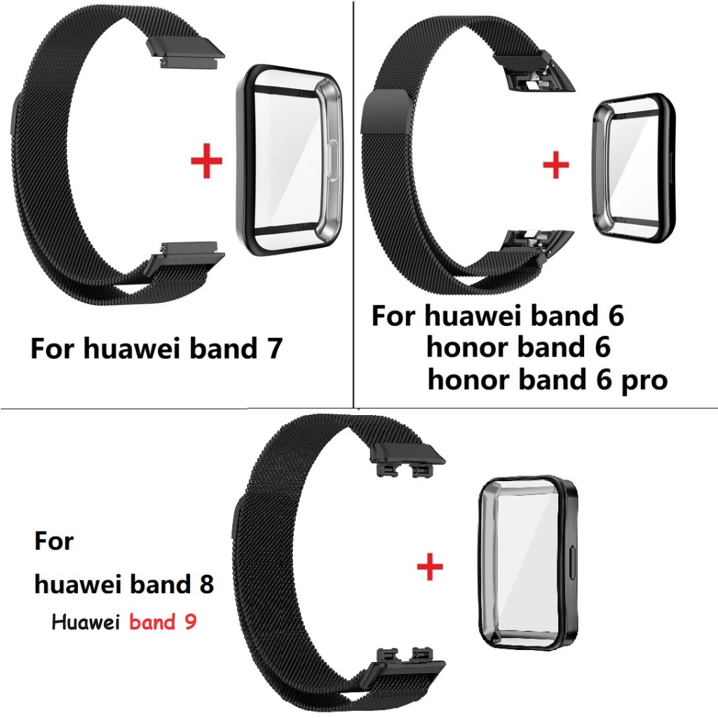 Milanese Strap + Soft Tpu Case For Huawei band 10 9 8 7 6 NFC honor 6 ...