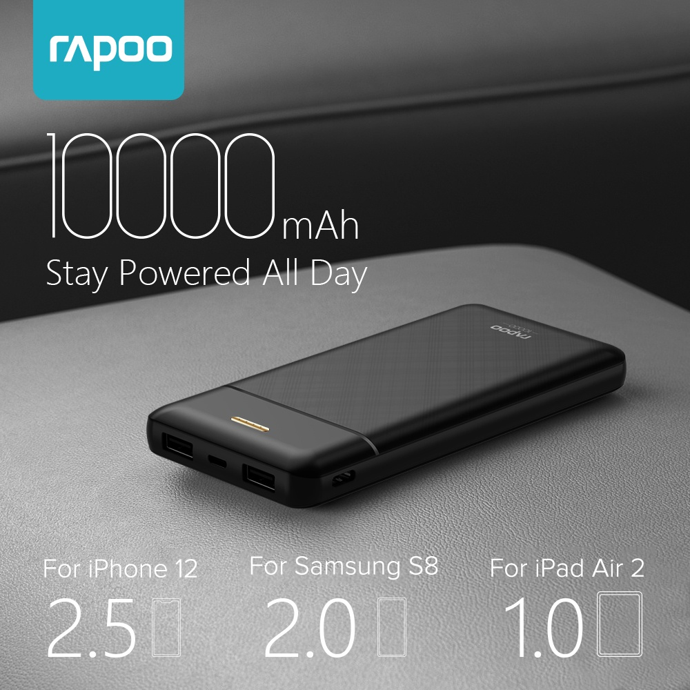 Rapoo Original 12W Powerbank 2 Input and 2 Ouputs 5V 2A Power Bank ...