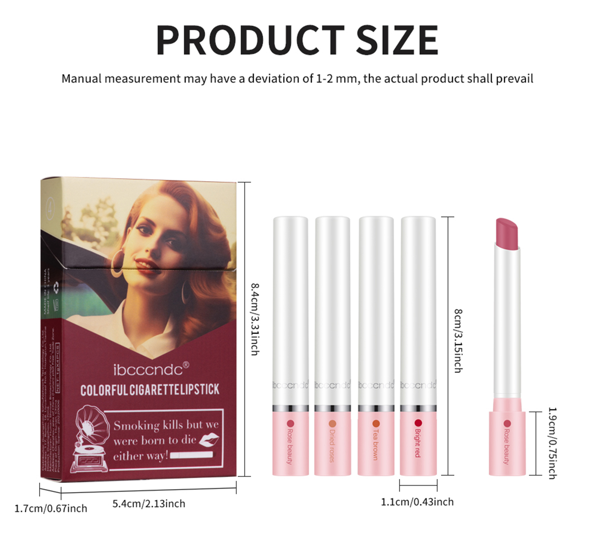 IBCCCNDC New Creative Cigarette Lipstick Set 4 Colors Matte Long Lasting Waterproof Matt Lip ...