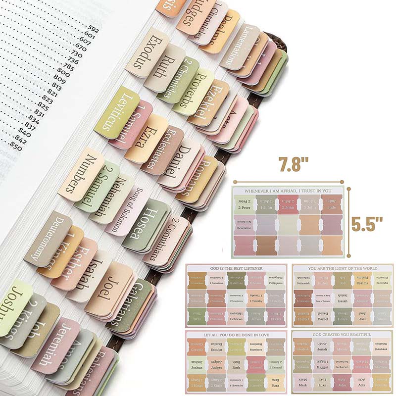Bible Tabs, 75 Tabs Index Bible Sticker Tabs for Women Men Kids, Bible ...