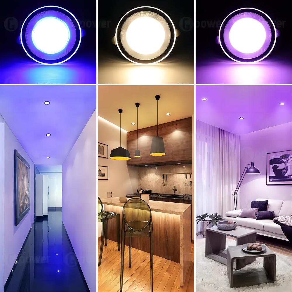 LETOBON Tricolor LED down light Embedded panel light in bedroom and ...