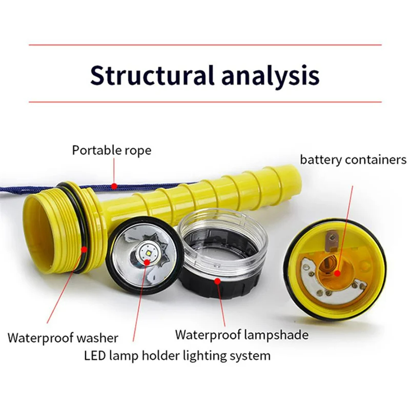 ZC Scuba Diving Flashlight Underwater Waterproof LED Diver Light ...