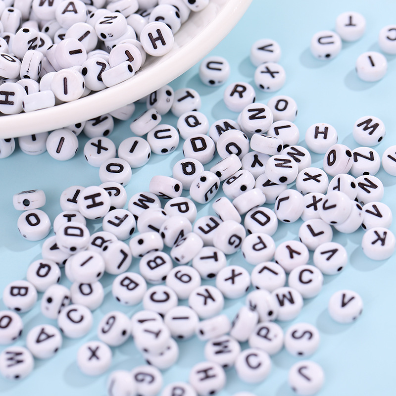 Acrylic Single Letter Beads 100pcs Round Loose Spaced Alphabet Beads ...