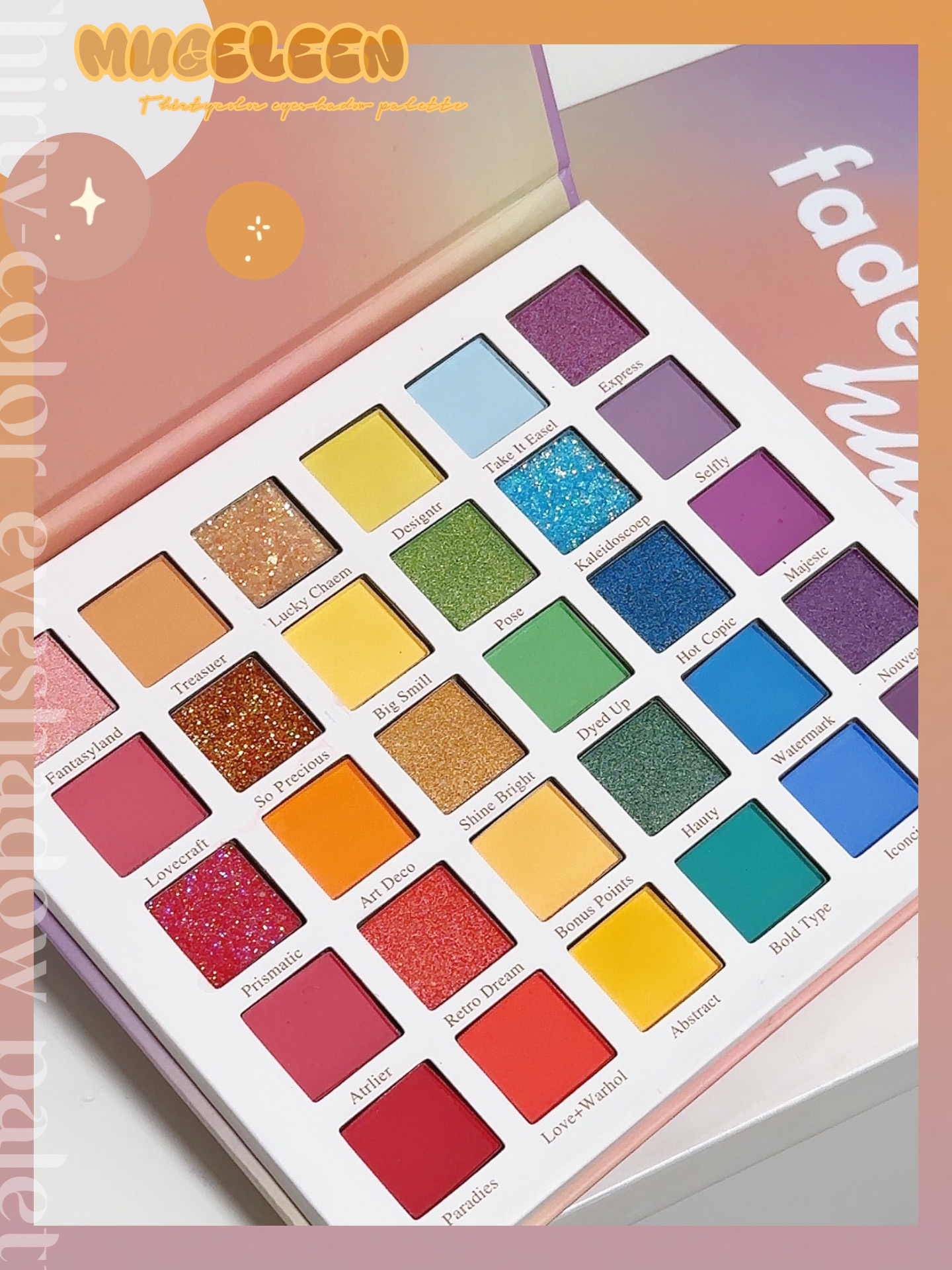 MUGE LEEN 30 Colors Eye Shadow Plate Shimmer Matte Sequin Eyeshadow ...