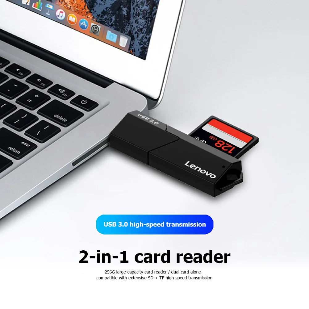 lenovo USB 3.0 Card Reader 2 in 1 SD TF Memory Cards Adapter High Speed ...