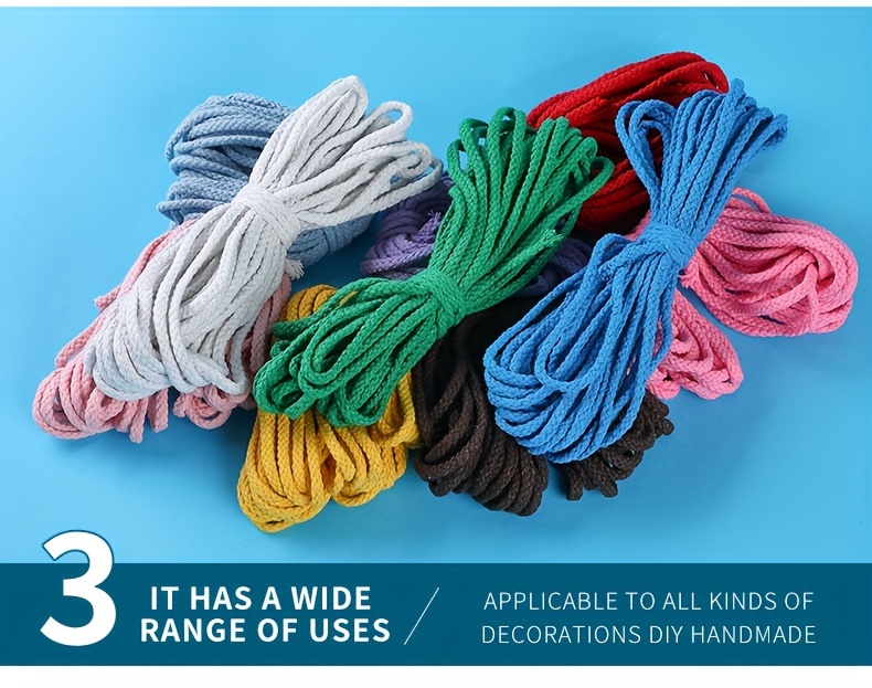 Colorful Cotton Rope 5mm Thick 10m diy Hand-woven Cotton Thread Rope ...