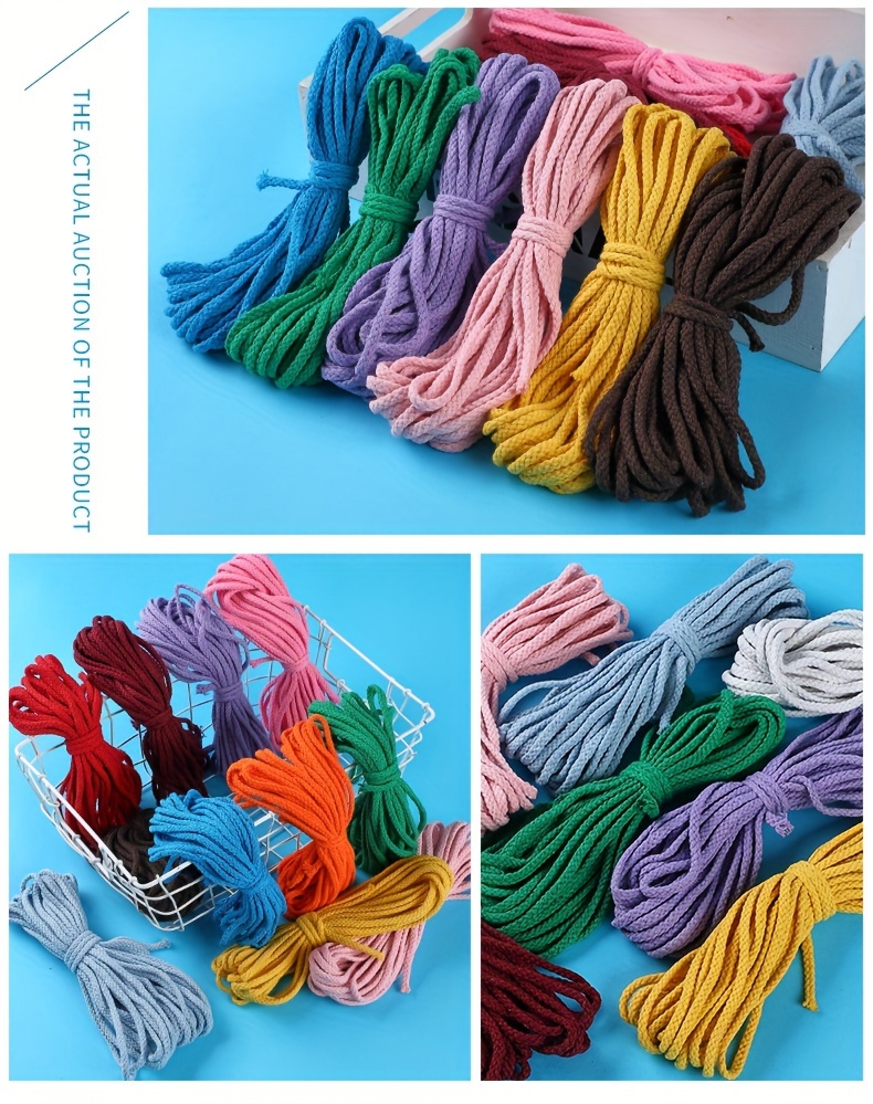 Colorful Cotton Rope 5mm Thick 10m diy Hand-woven Cotton Thread Rope ...