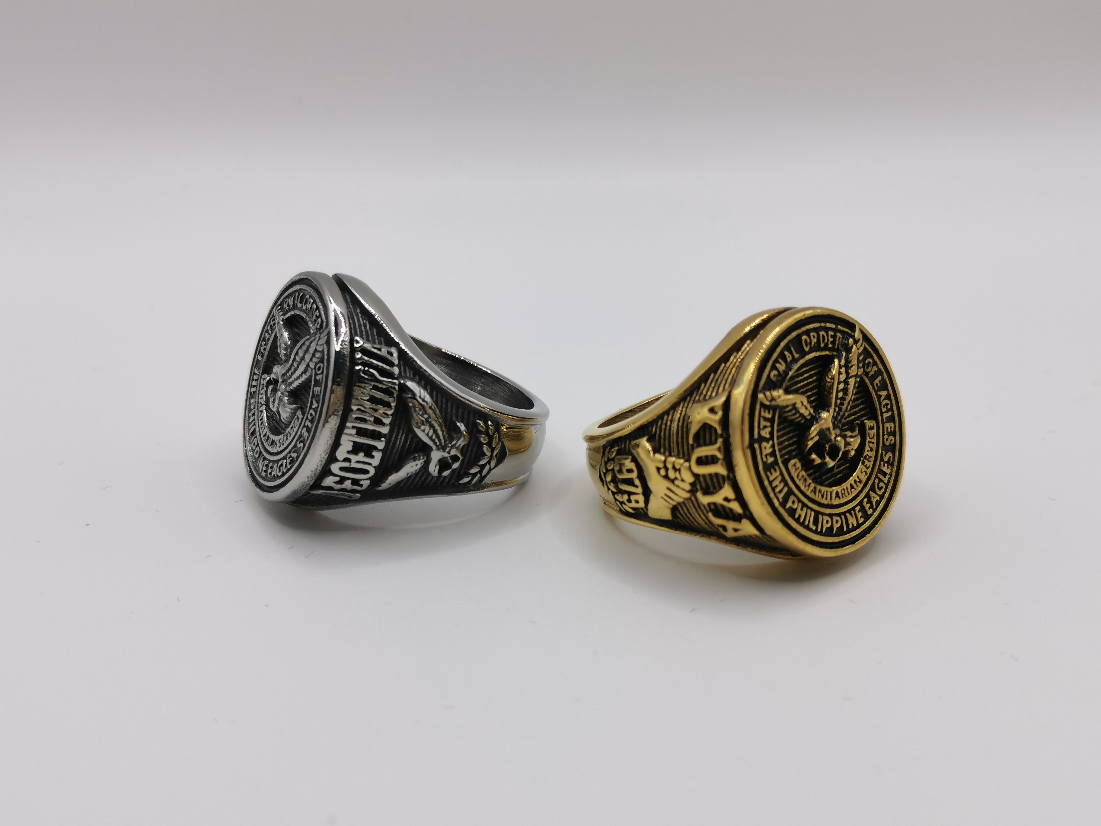Pure Gold Plate Eagles Ring Kuya for Men Silver Stainless Steel The ...
